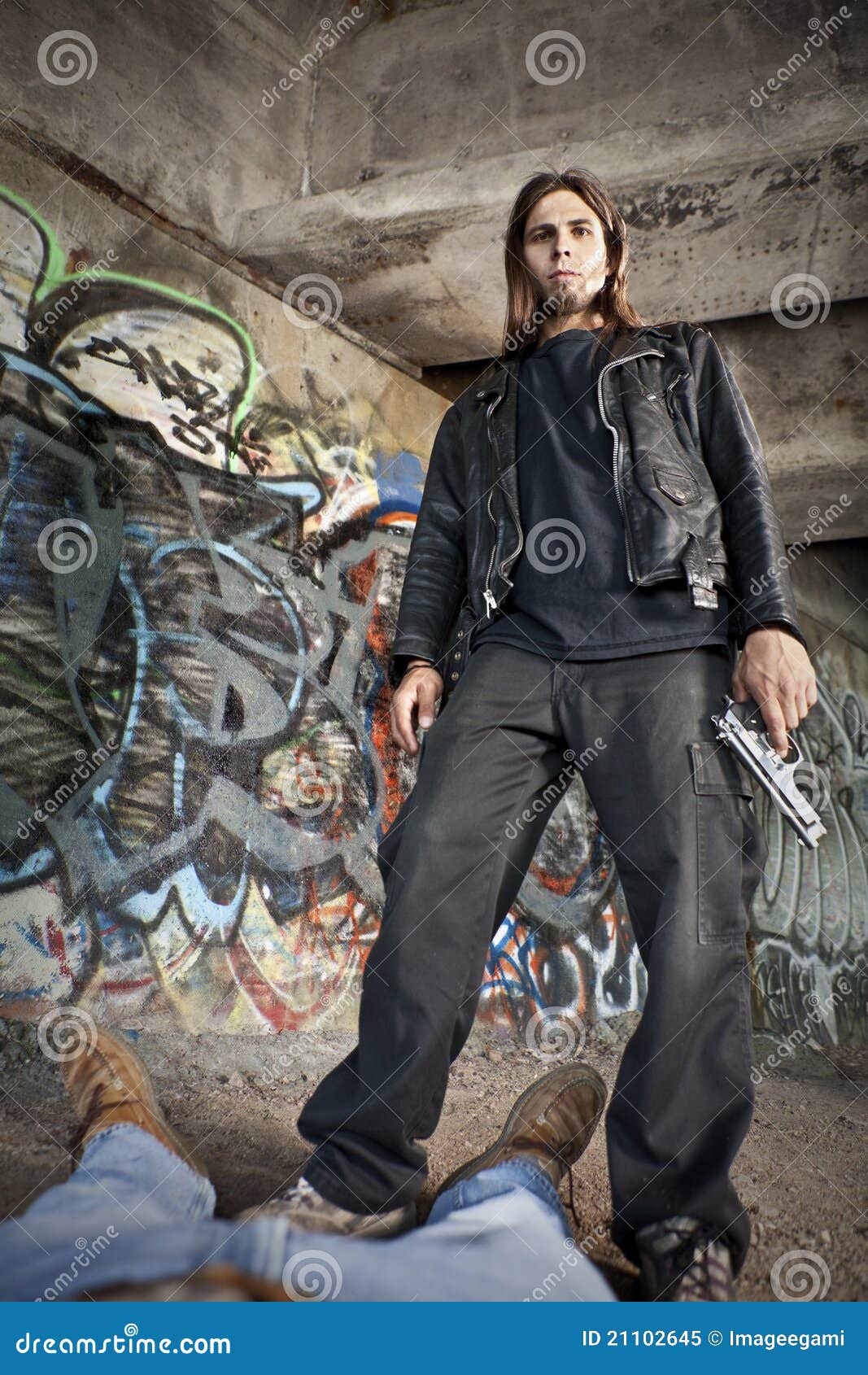Hitman Standing Over Dead Victim Stock Image - Image of dealer, corpse ...