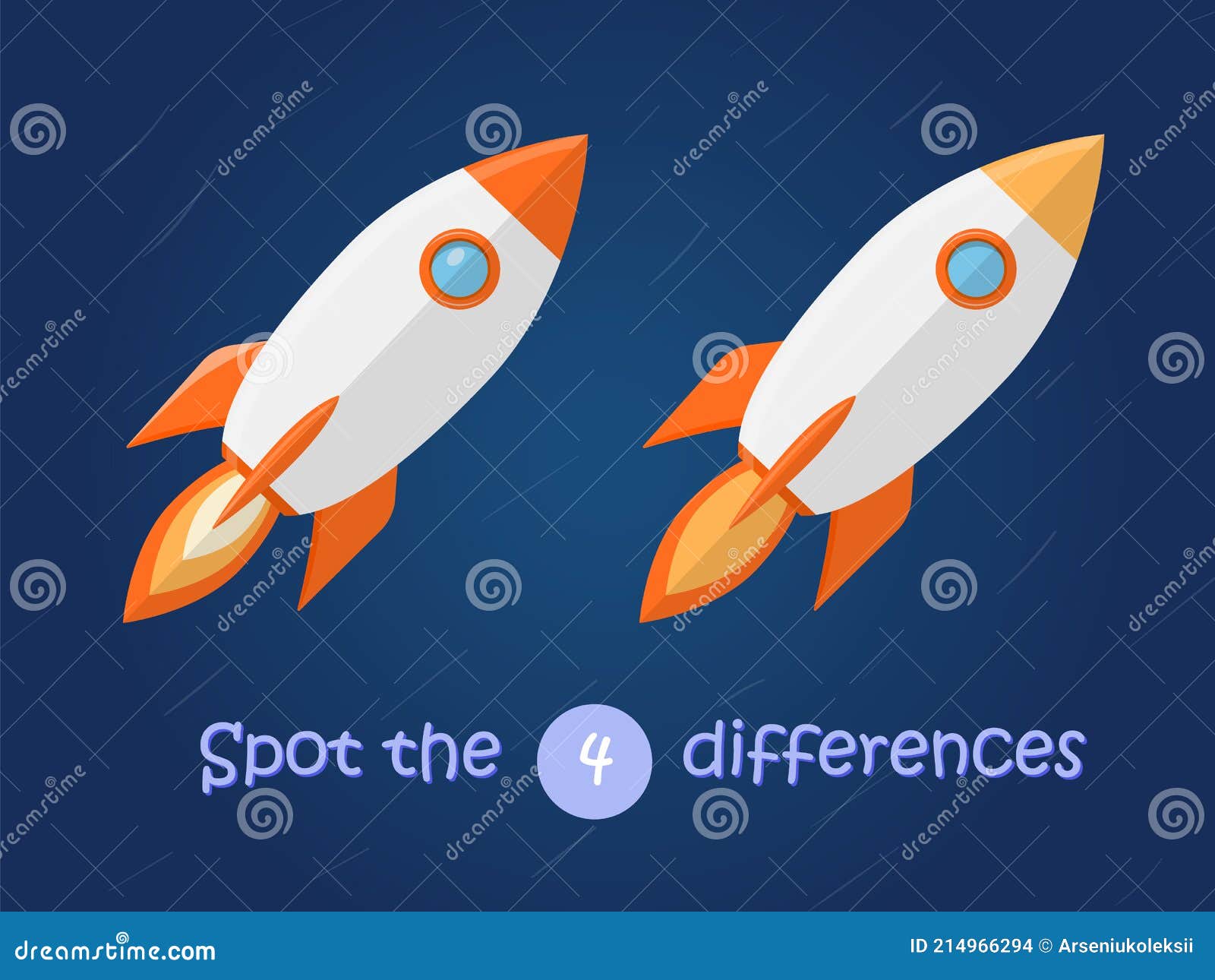 Hitta Skillnaden Mellan Flygande Raketer Vektor Illustrationer ...