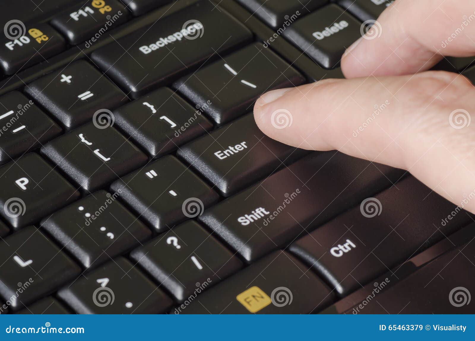 Hitting Enter on Computer Keyboard Stock Image - Image of close, finger ...