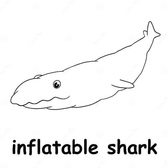 Kids Line Illustration Coloring Inflatable Shark. Animal are Just Lines ...