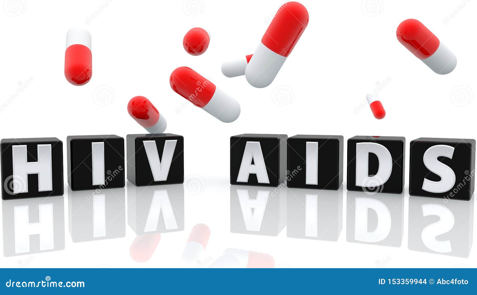 Hiv,Aids Concept on Black Cubes with Pills on White Stock Illustration ...
