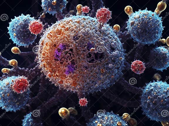 HIV virus under microscope stock illustration. Illustration of biology ...