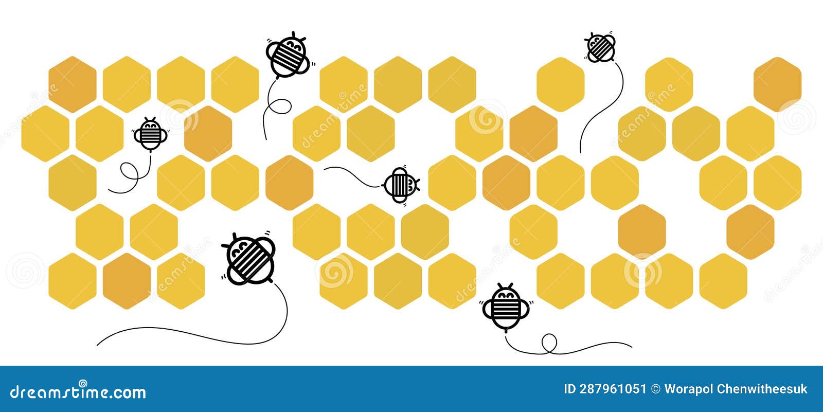 Hexagon Bee Hive Art Design, Honeycomb Yellow Pattern Vector ...