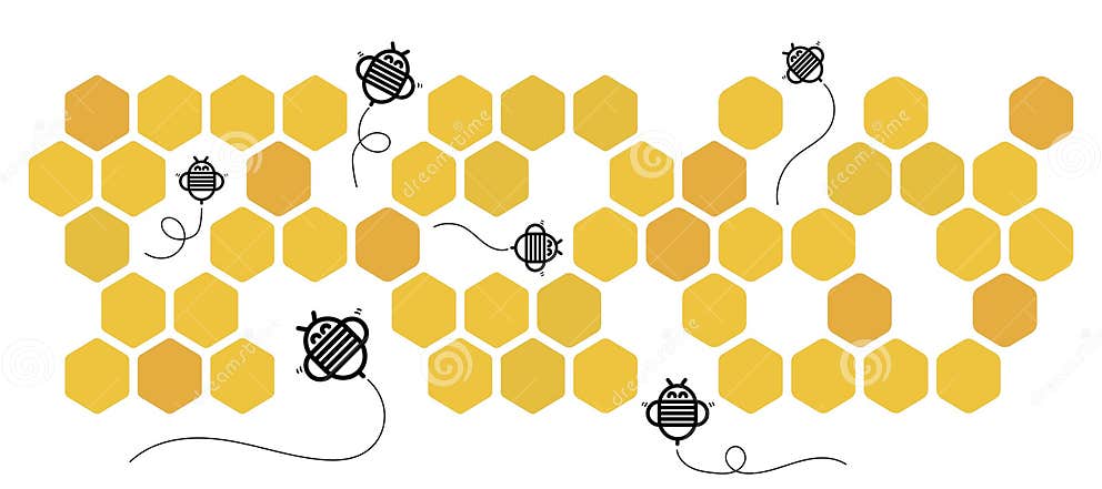Hexagon Bee Hive Art Design, Honeycomb Yellow Pattern Vector ...