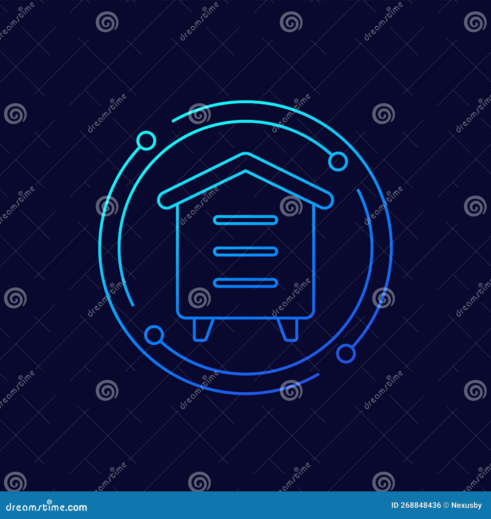 Hive or Bee House Line Vector Icon Stock Vector - Illustration of ...