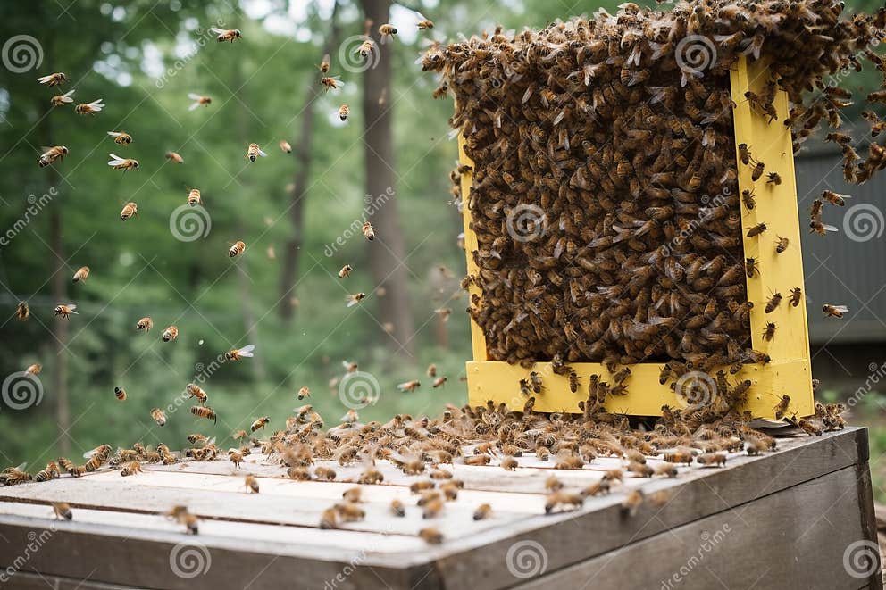 Hive with Bees Coming in and Out AI Generated Stock Illustration ...