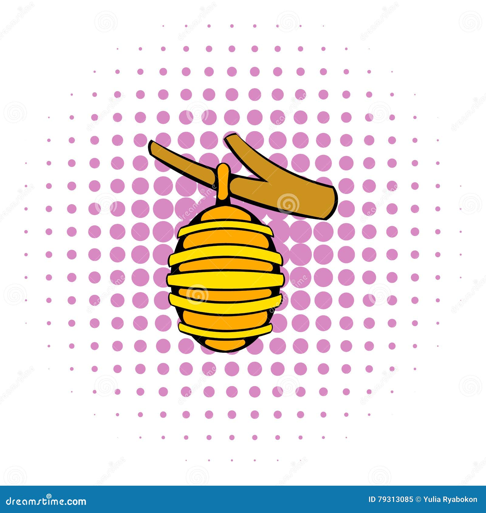 Hive On Branch Icon, Comics Style Cartoon Vector | CartoonDealer.com ...