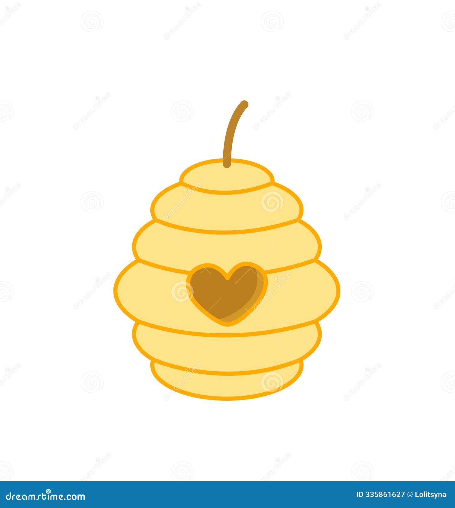 Hive. Cartoon Cute Hive with Heart. Cartoon, Vector. Stock Illustration ...