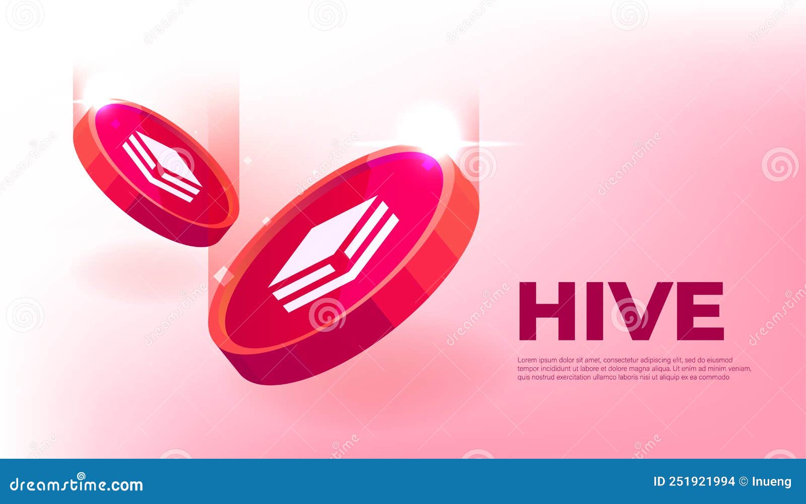 Hive Coin Cryptocurrency Concept Banner Background Stock Vector ...