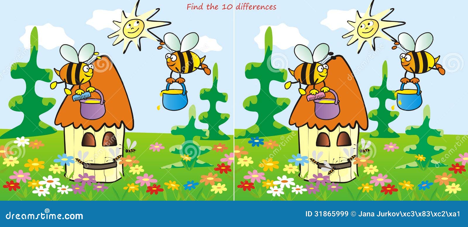 Hive- find 10 differences stock illustration. Illustration of insect - 31865999