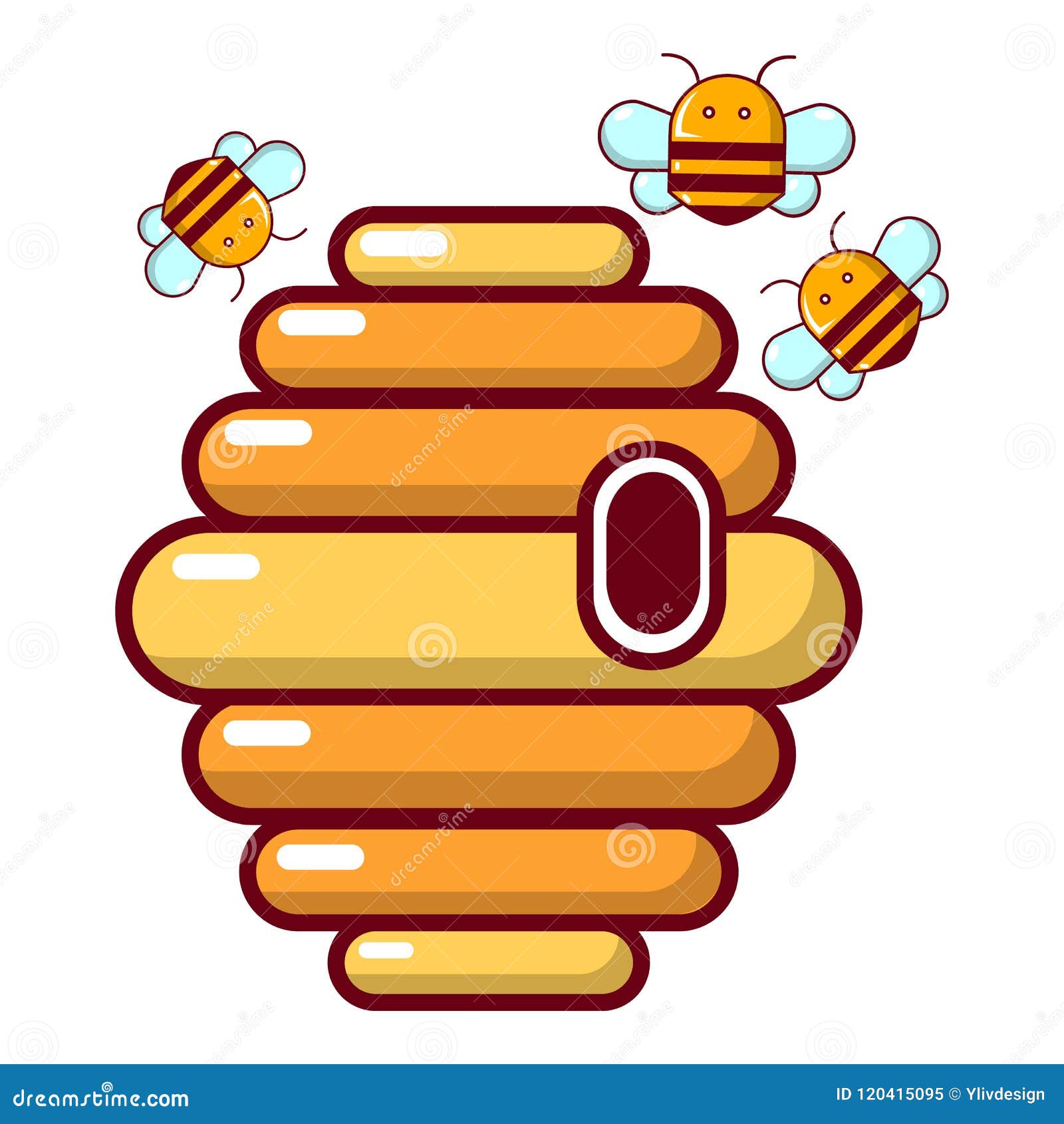 Hive icon, cartoon style stock vector. Illustration of spoon - 120415095