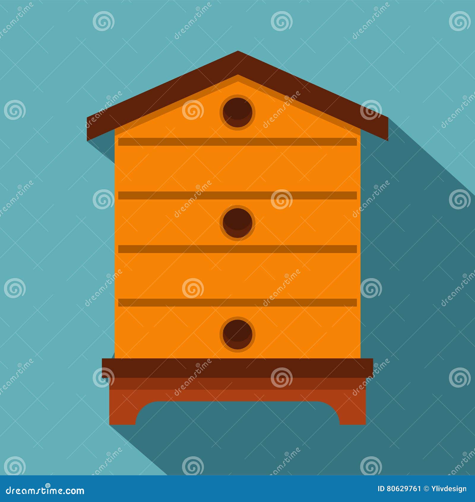 Hive icon, flat style stock vector. Illustration of apiary - 80629761