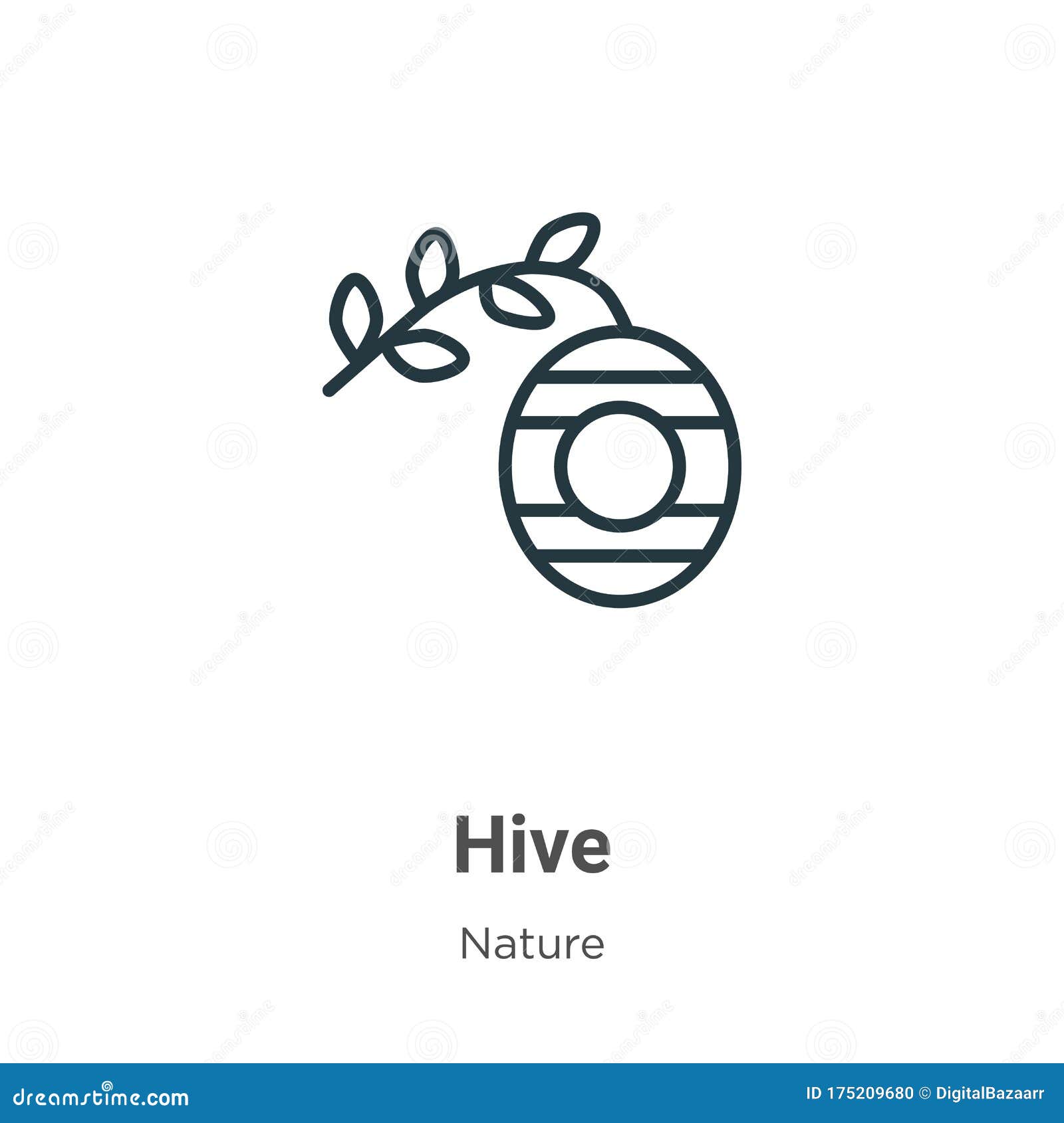 Hive Outline Vector Icon. Thin Line Black Hive Icon, Flat Vector Simple ...
