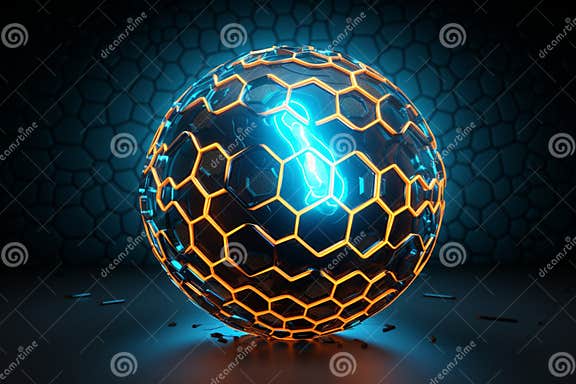 Hive Pattern Wrap Earth Sphere,blue Neon, Digital Element, Generated AI ...