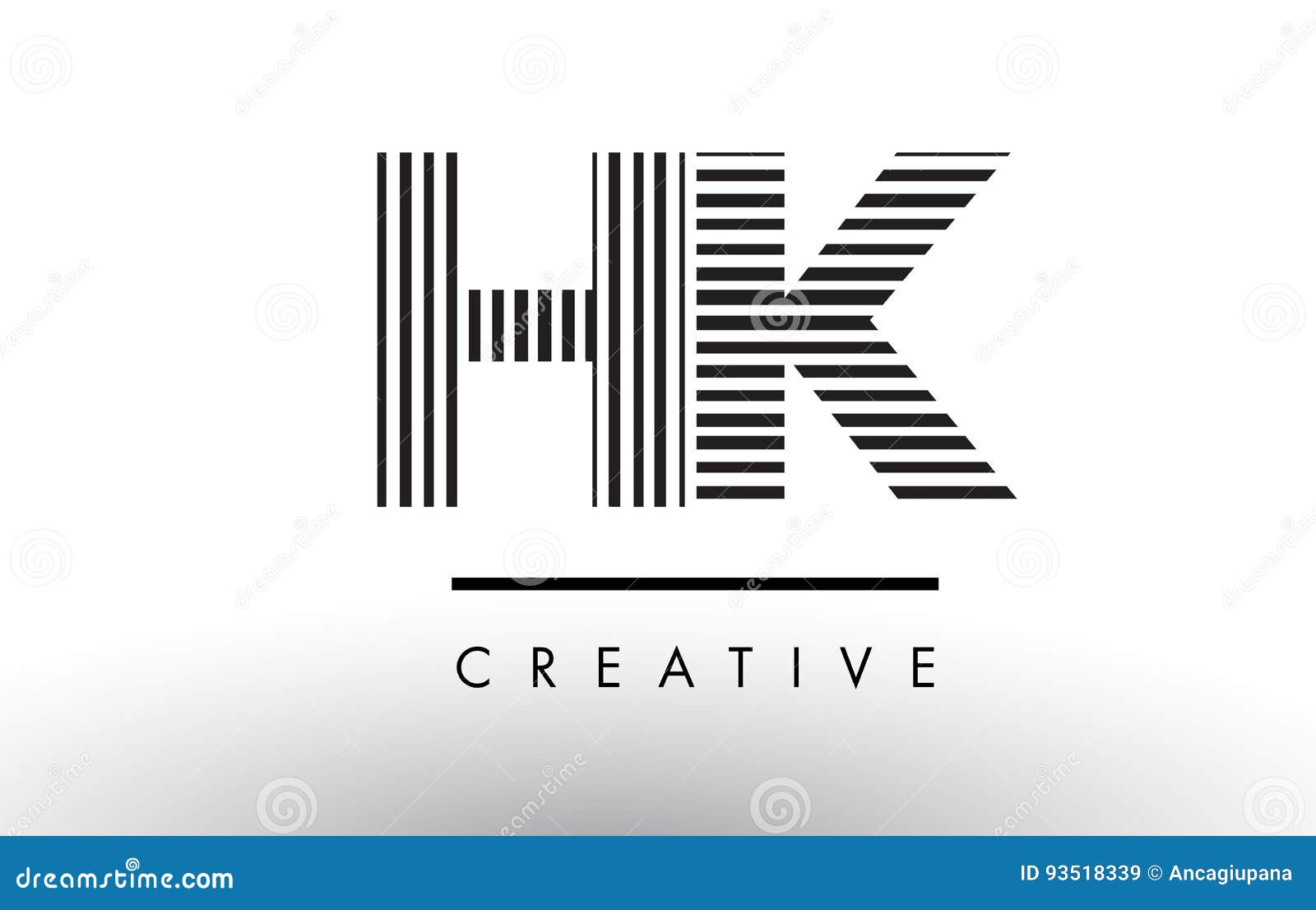 HK H K Black and White Lines Letter Logo Design. Stock Vector ...