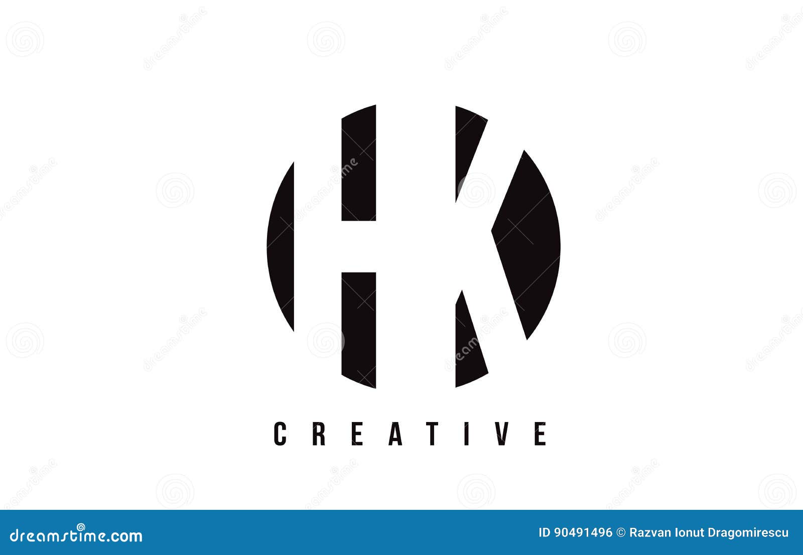 HK H K White Letter Logo Design with Circle Background. Stock Vector ...