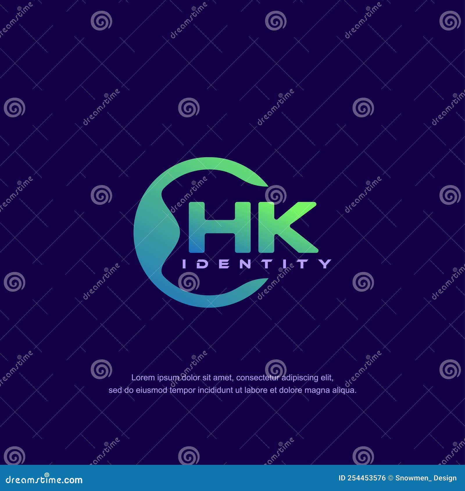 HK Initial Letter Circular Line Logo Template Vector with Gradient ...