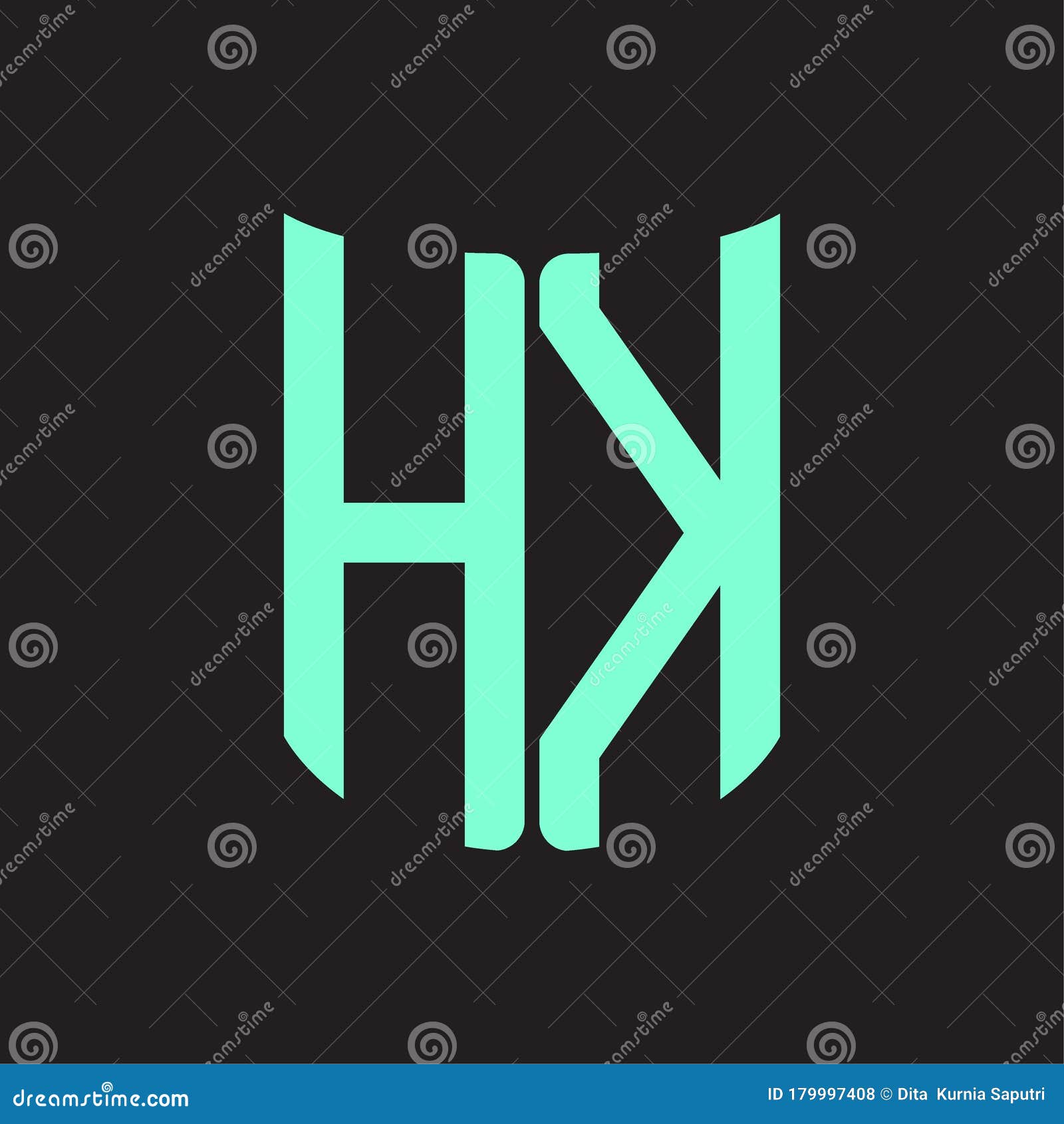 HK Logo Monogram with Ribbon Style Design Template Stock Vector ...