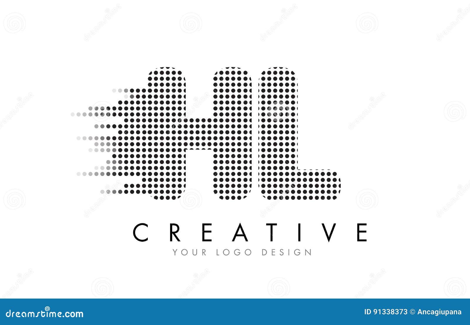 HL H L Letter Logo with Black Dots and Trails. Stock Vector ...