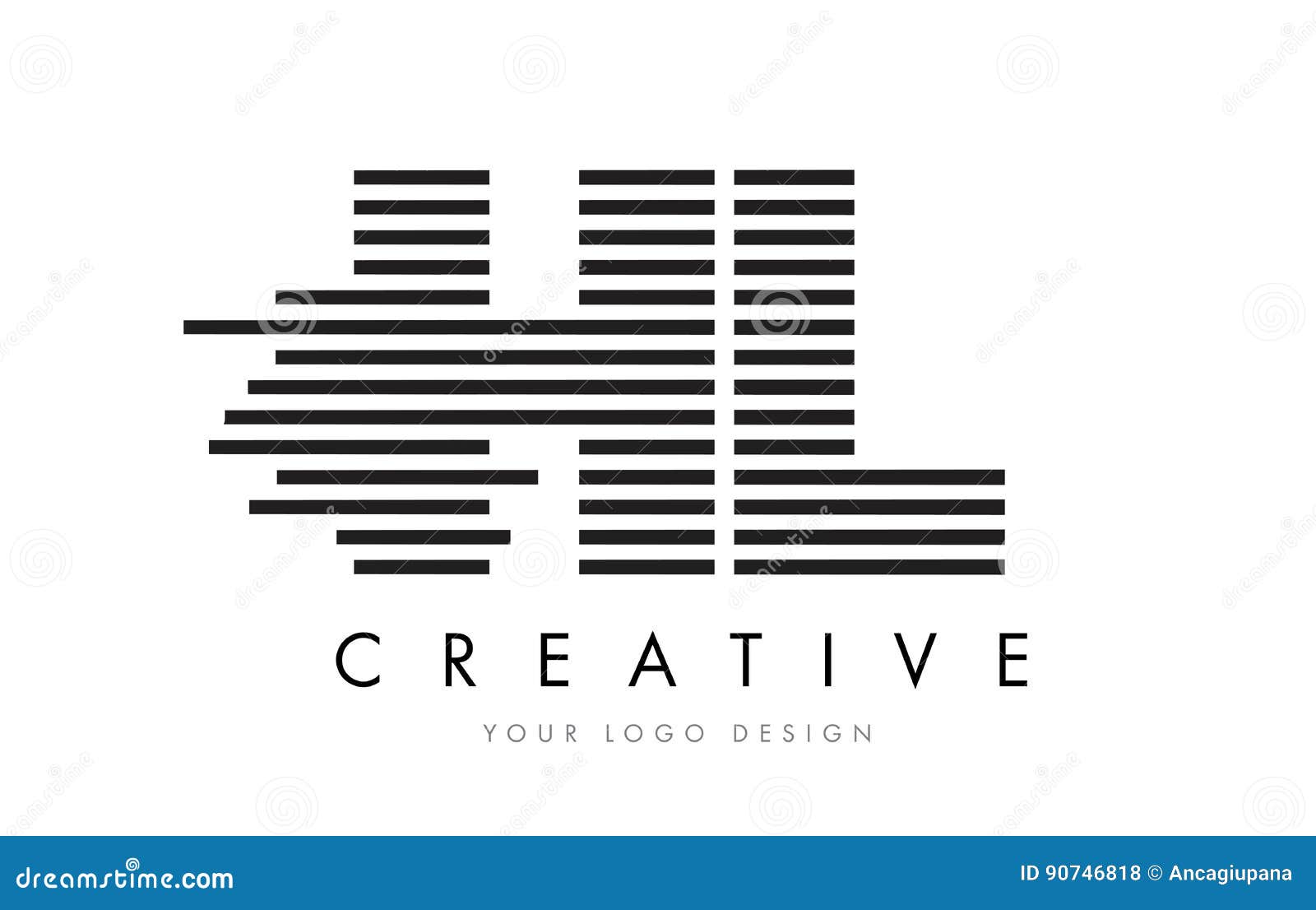 HL H L Zebra Letter Logo Design with Black and White Stripes Stock ...