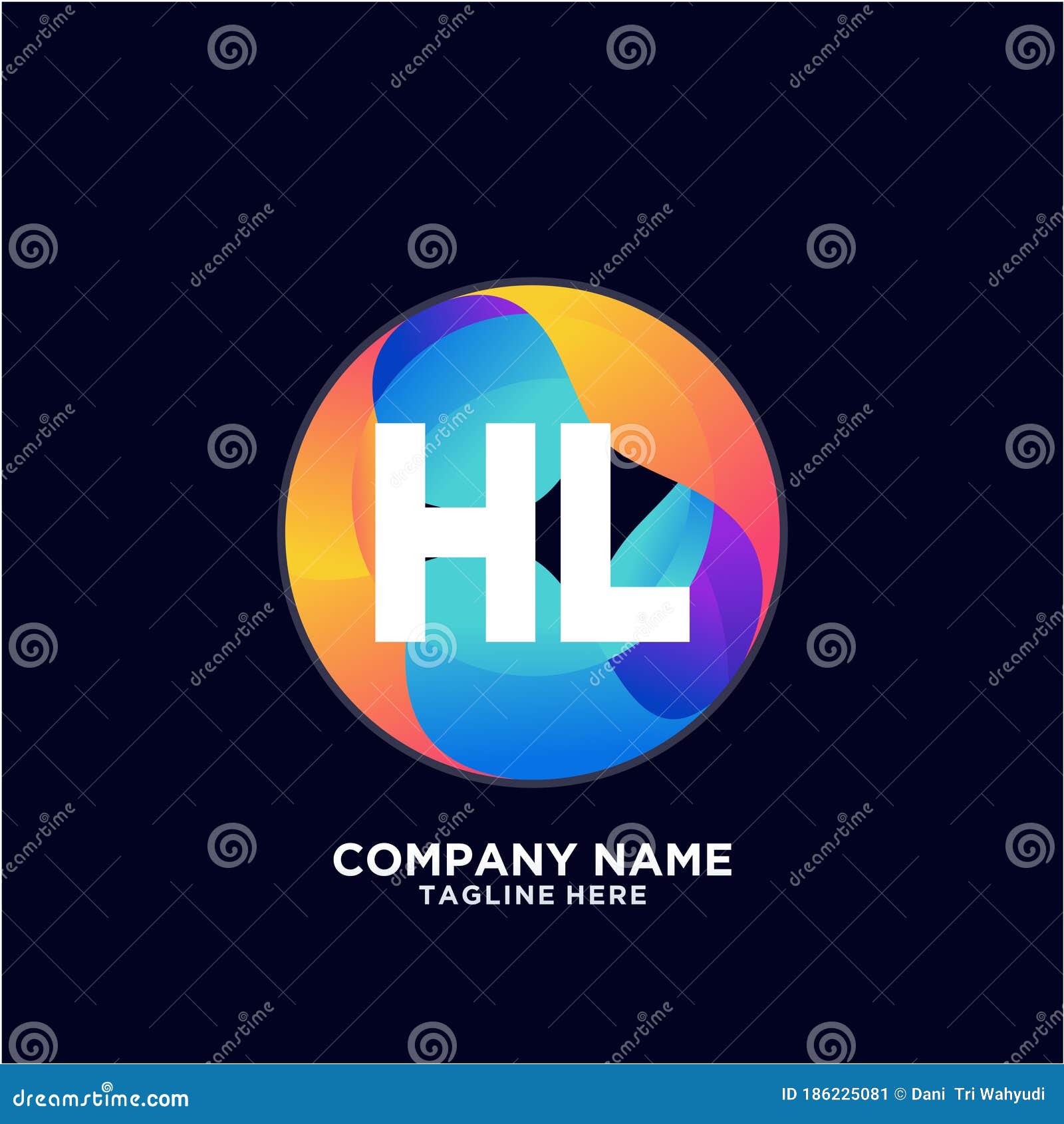 HL Initial Logo with Colorful Circle Template Vector Stock Vector ...