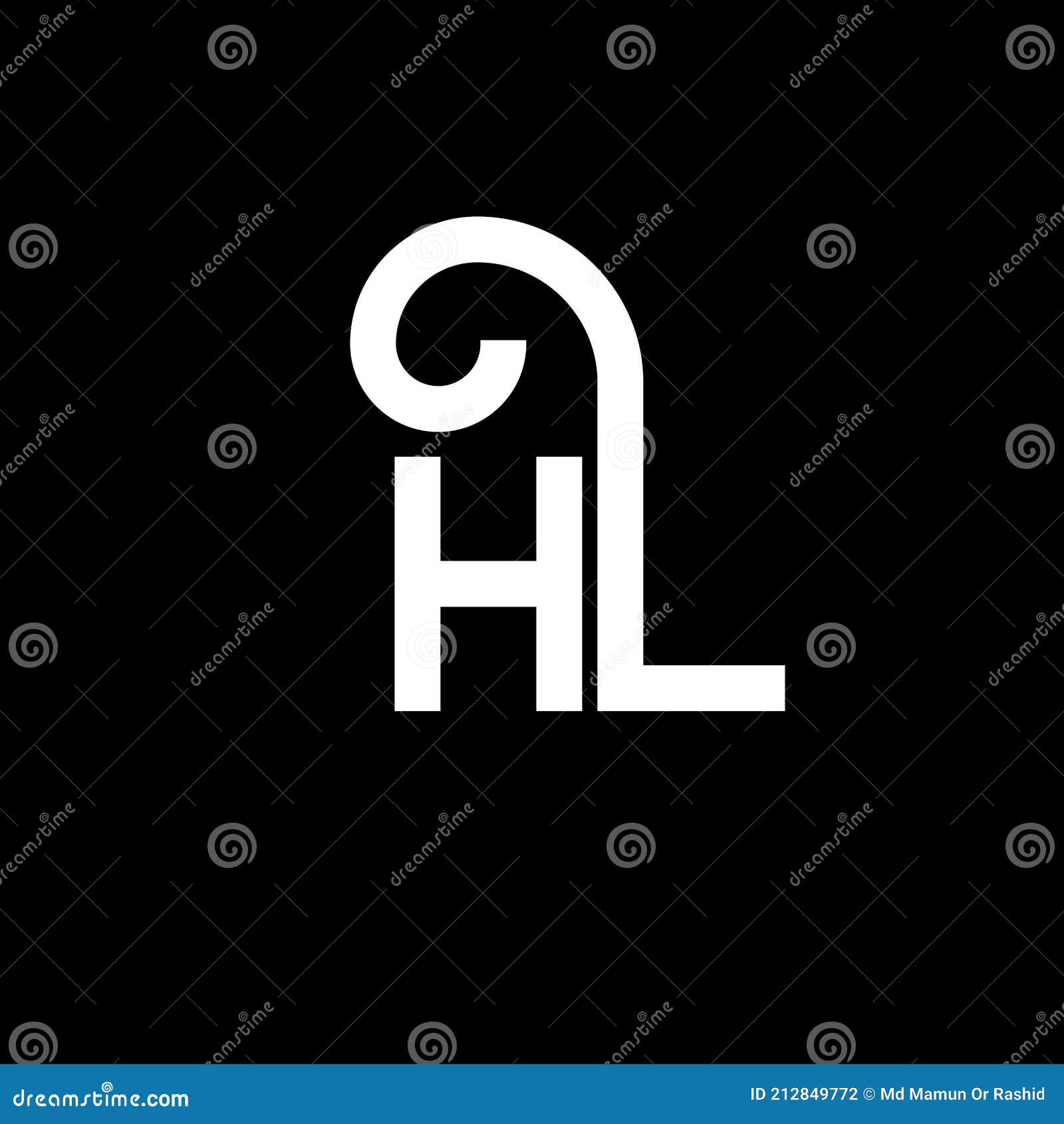 HL Letter Logo Design on Black Background. HL Creative Initials Letter ...