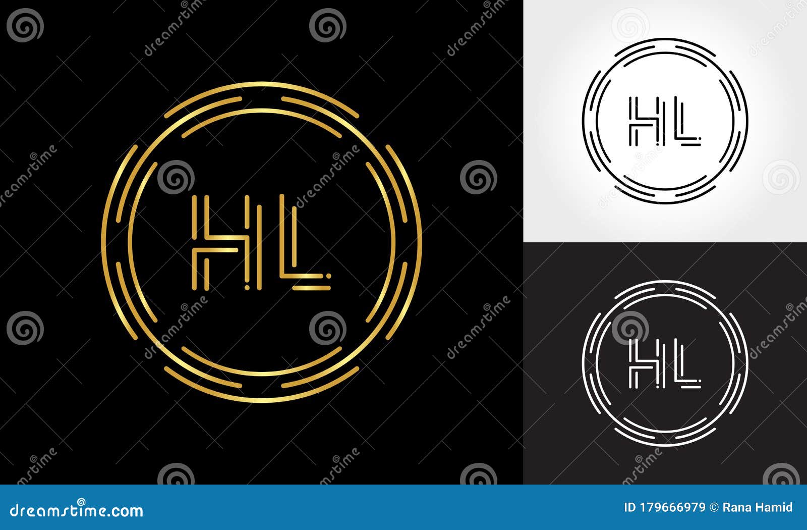 HL Logo Design Vector Template. Initial Circle Letter HL Vector ...