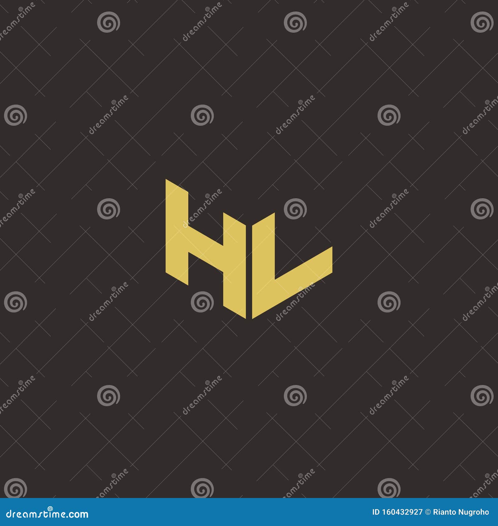 HL Logo Letter Initial Logo Designs Template with Gold and Black ...