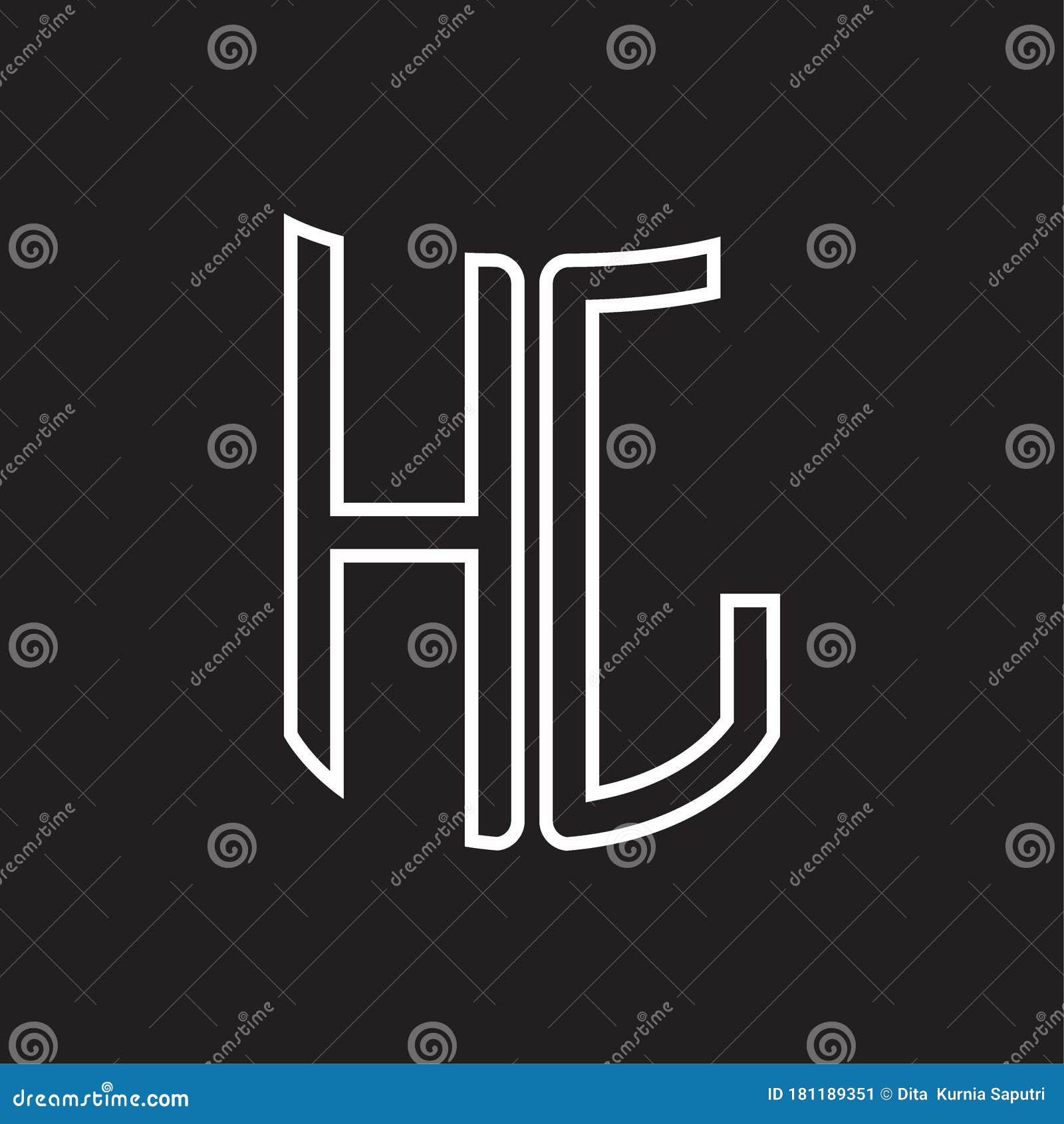 HL Logo Monogram with Ribbon Style Outline Design Template Stock Vector ...