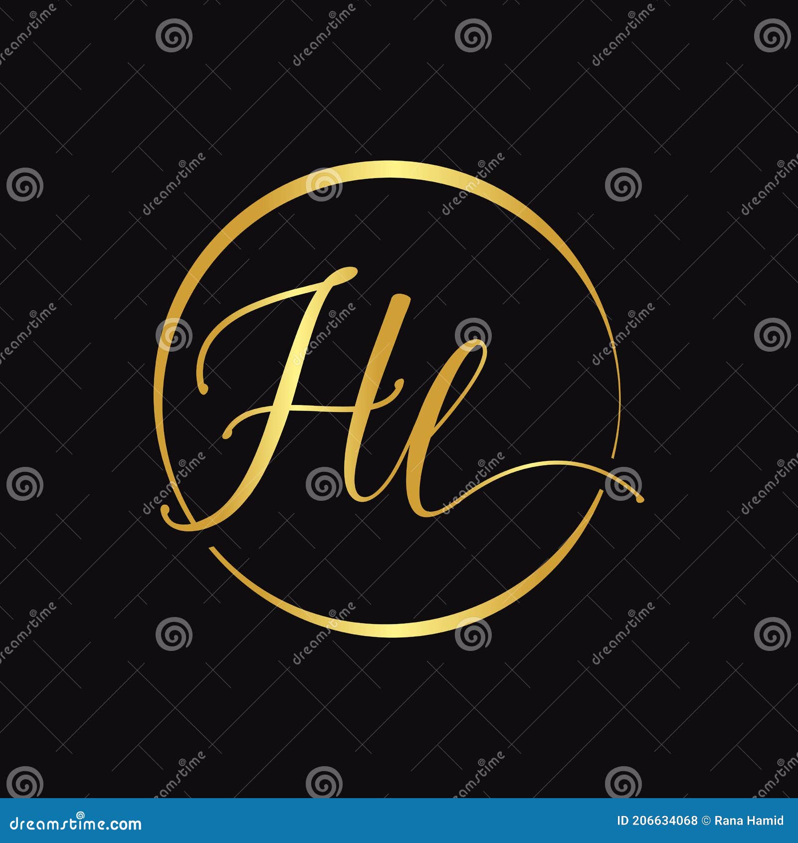 HL Script Logo Design Vector Template. Initial Calligraphy Letter HL ...