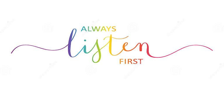 Always LISTEN FIRST Colorful Brush Calligraphy Banner Stock Vector ...