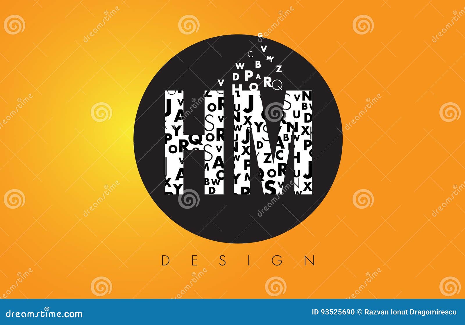 HM H M Logo Made of Small Letters with Black Circle and Yellow B Stock ...