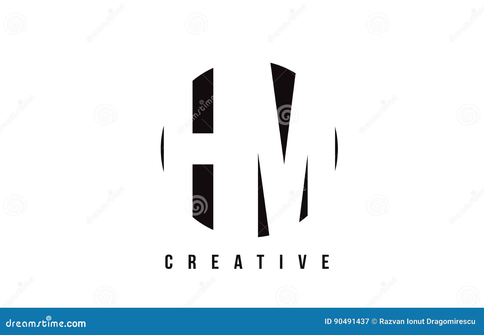 HM H M White Letter Logo Design with Circle Background. Stock Vector ...