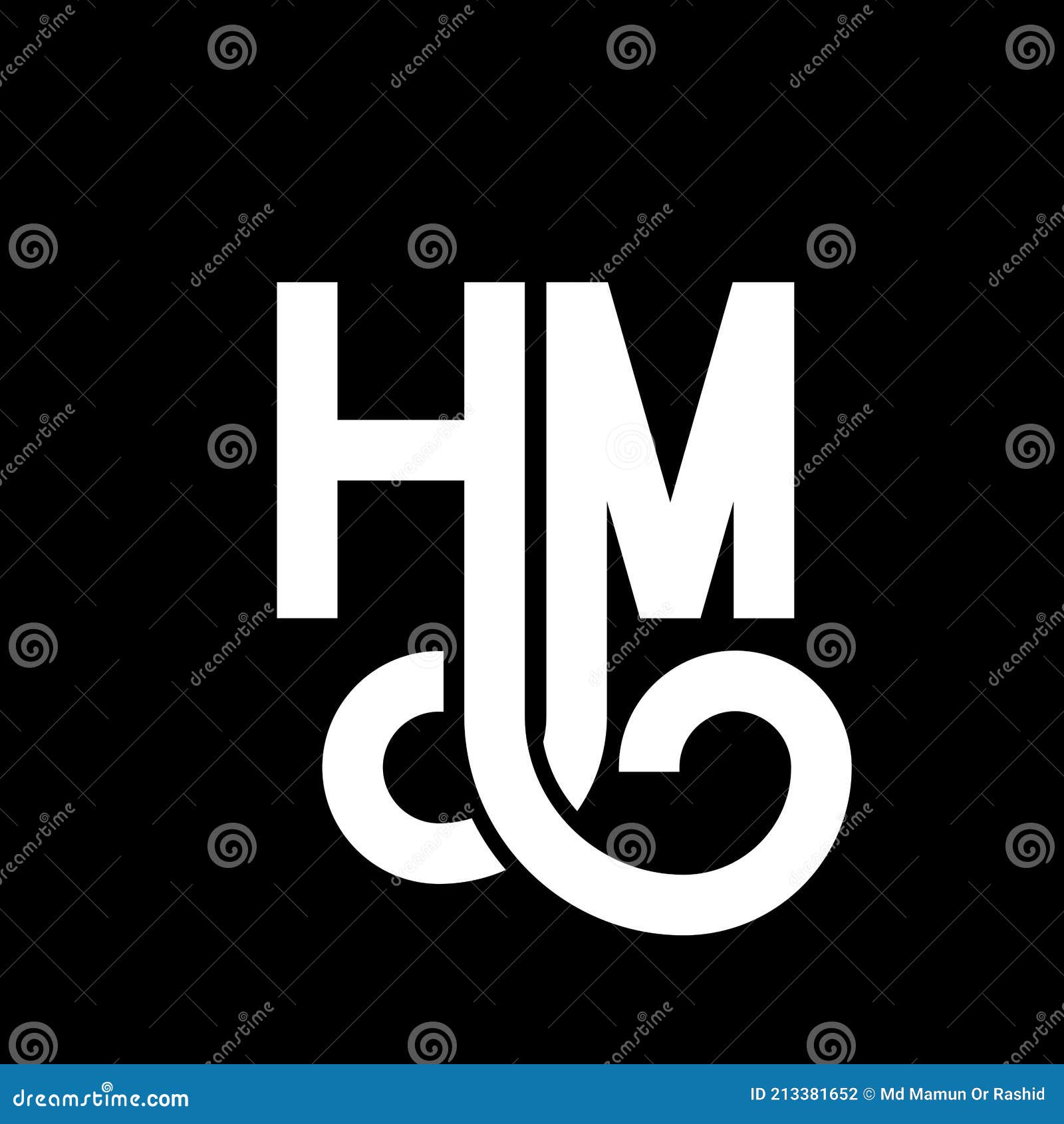 HM Letter Logo Design on Black Background. HM Creative Initials Letter ...