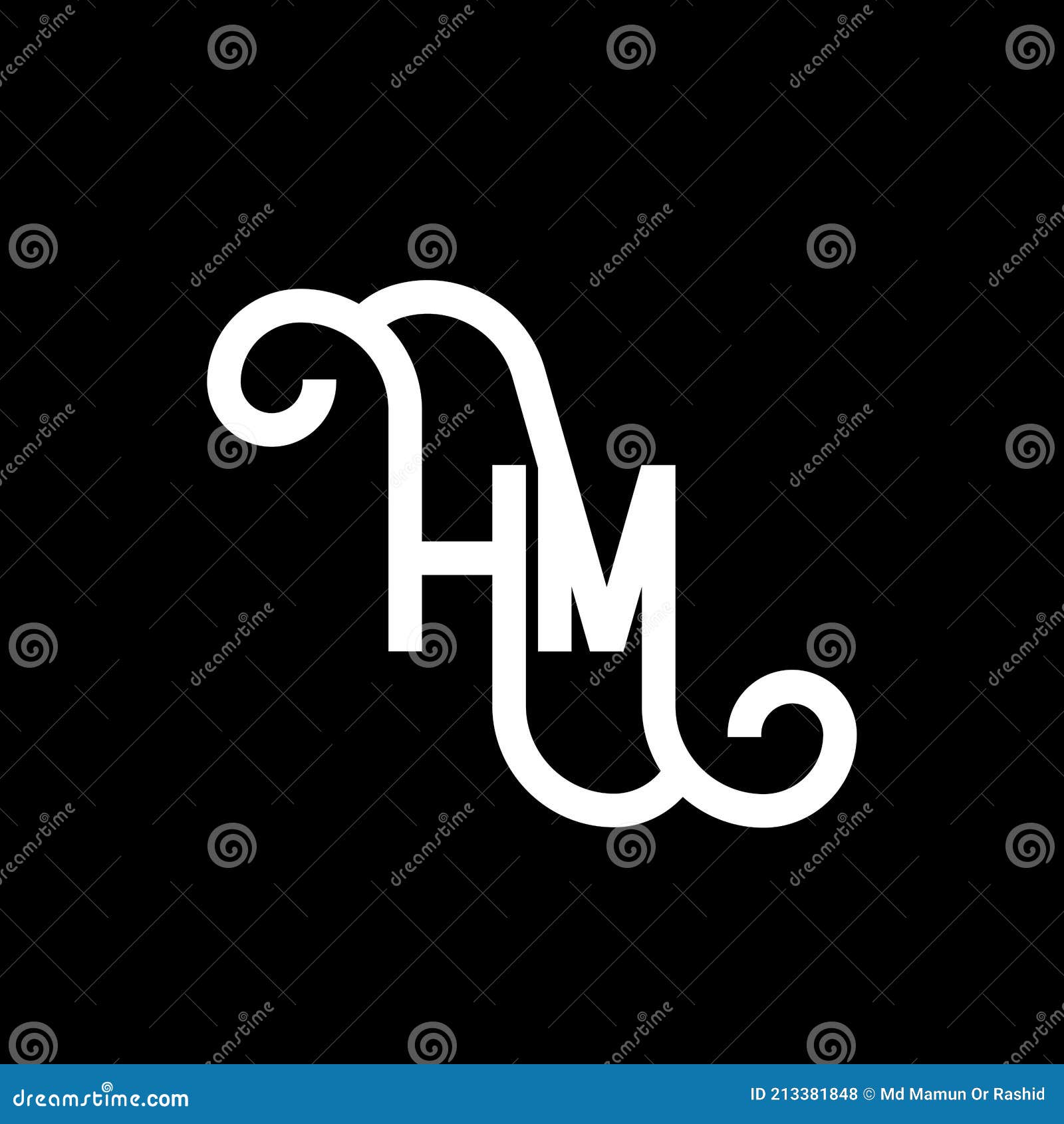 HM Letter Logo Design on Black Background. HM Creative Initials Letter ...