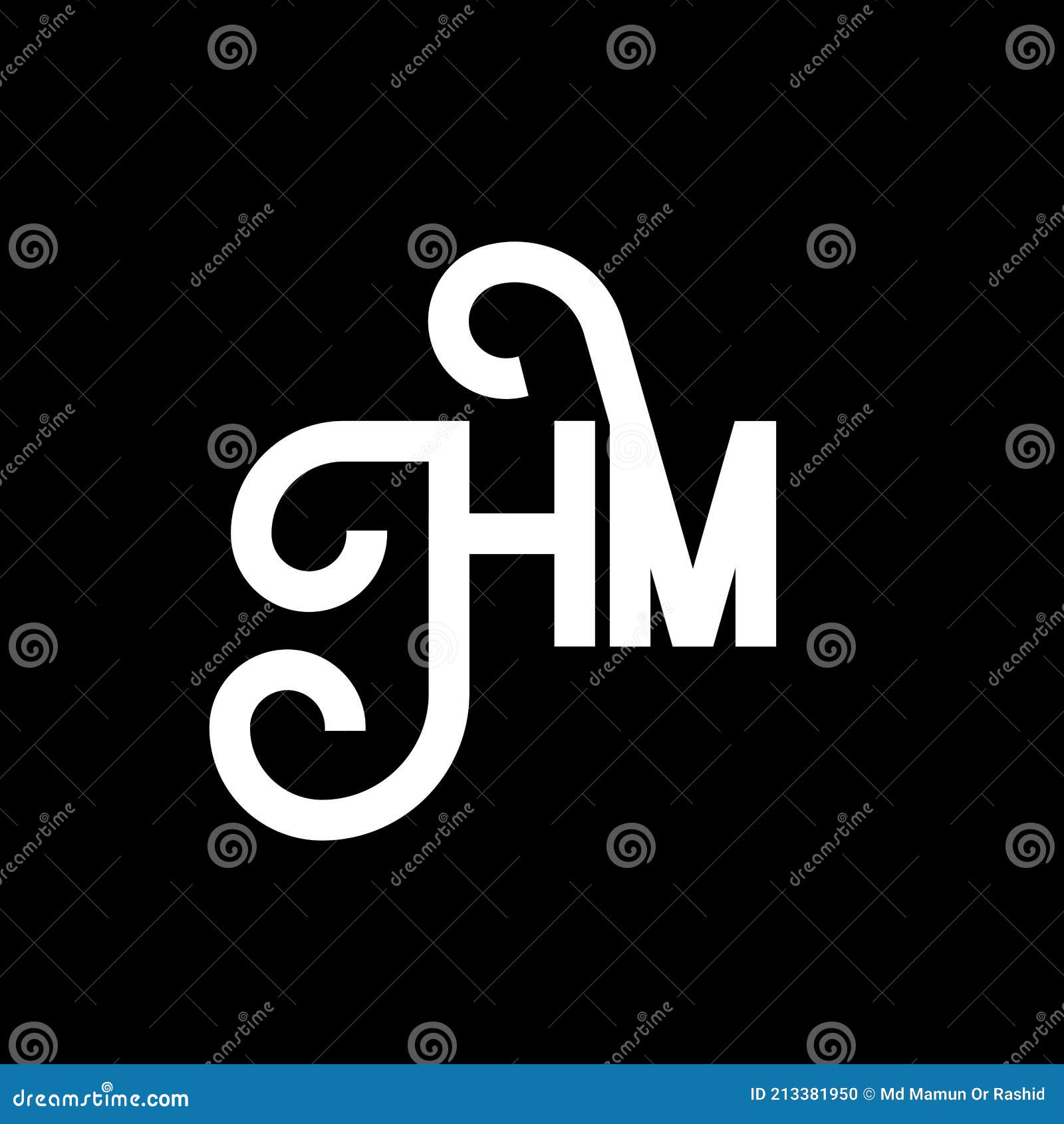 HM Letter Logo Design on Black Background. HM Creative Initials Letter ...