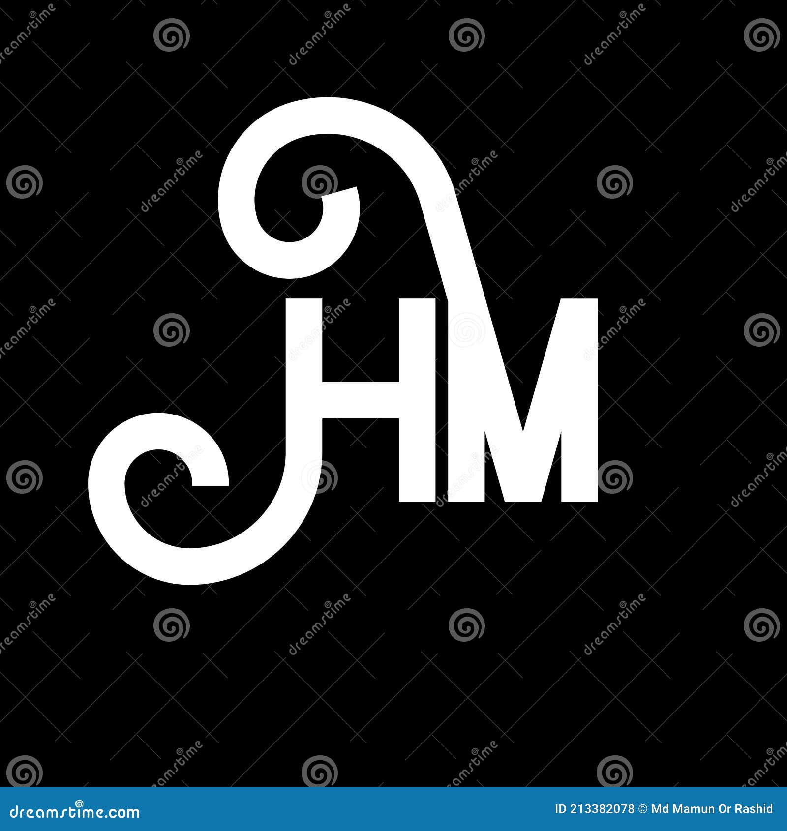 HM Letter Logo Design on Black Background. HM Creative Initials Letter ...