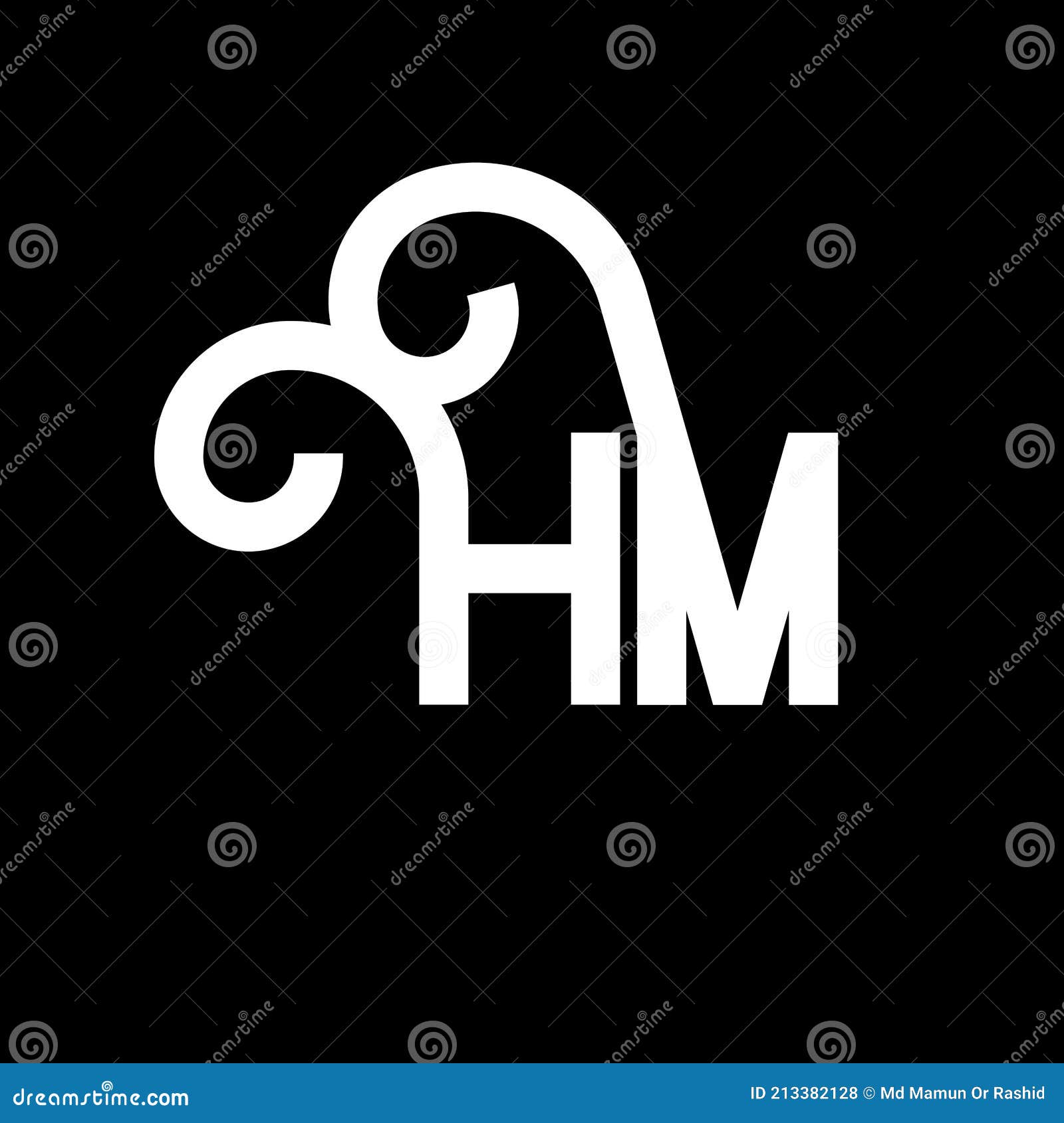 HM Letter Logo Design on Black Background. HM Creative Initials Letter ...