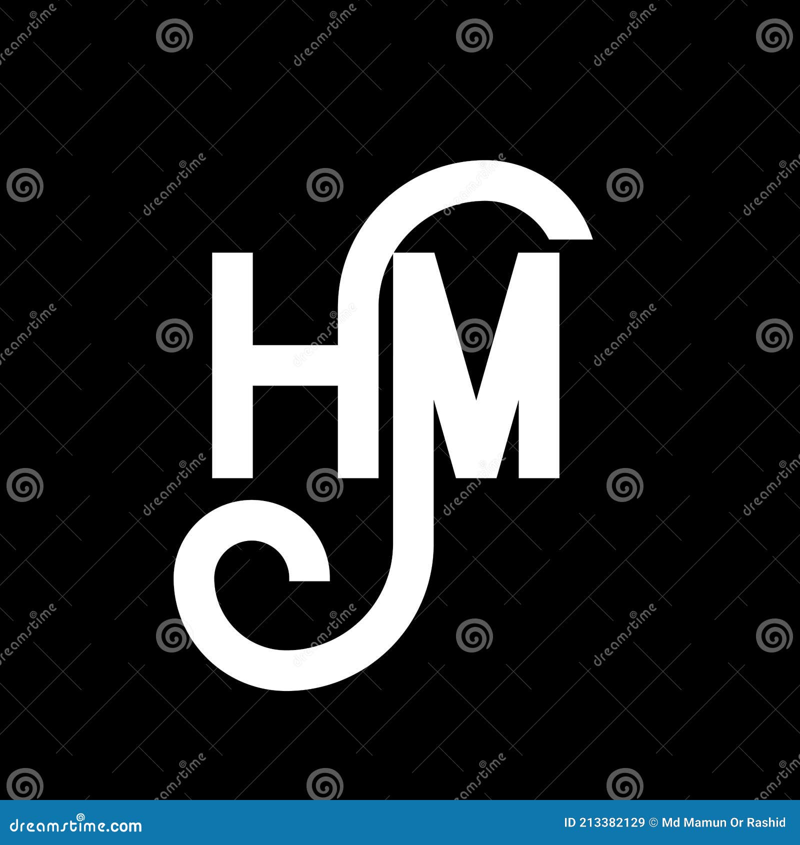 HM Letter Logo Design on Black Background. HM Creative Initials Letter ...