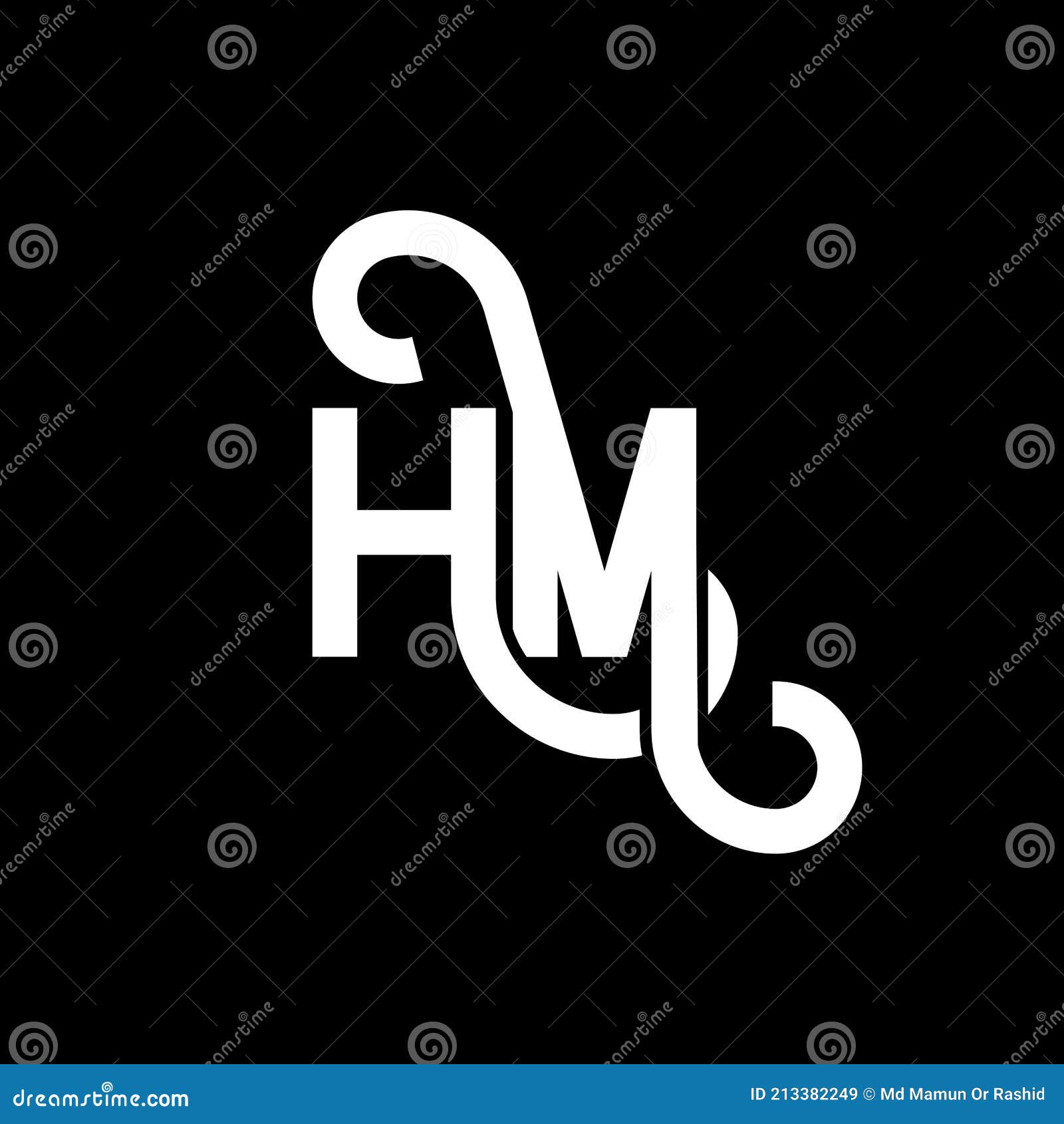 HM Letter Logo Design on Black Background. HM Creative Initials Letter ...