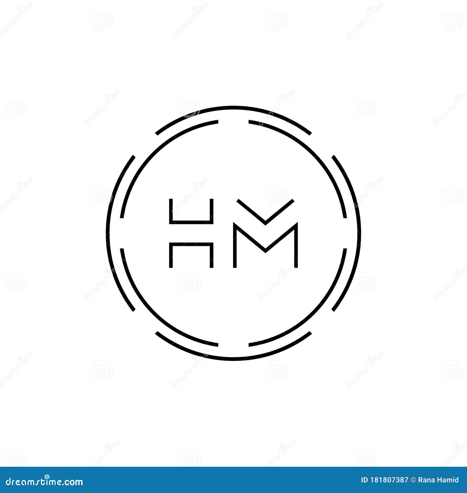 HM Logo Design Vector Template. Initial Circle Letter HM Vector ...
