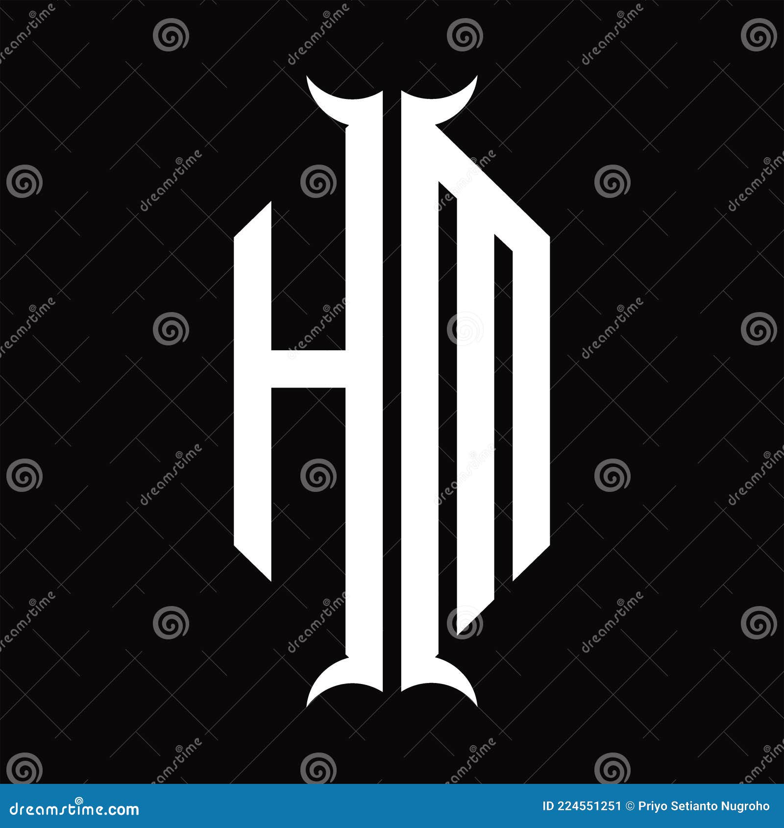 HM Logo Monogram with Horn Shape Design Template Stock Vector ...