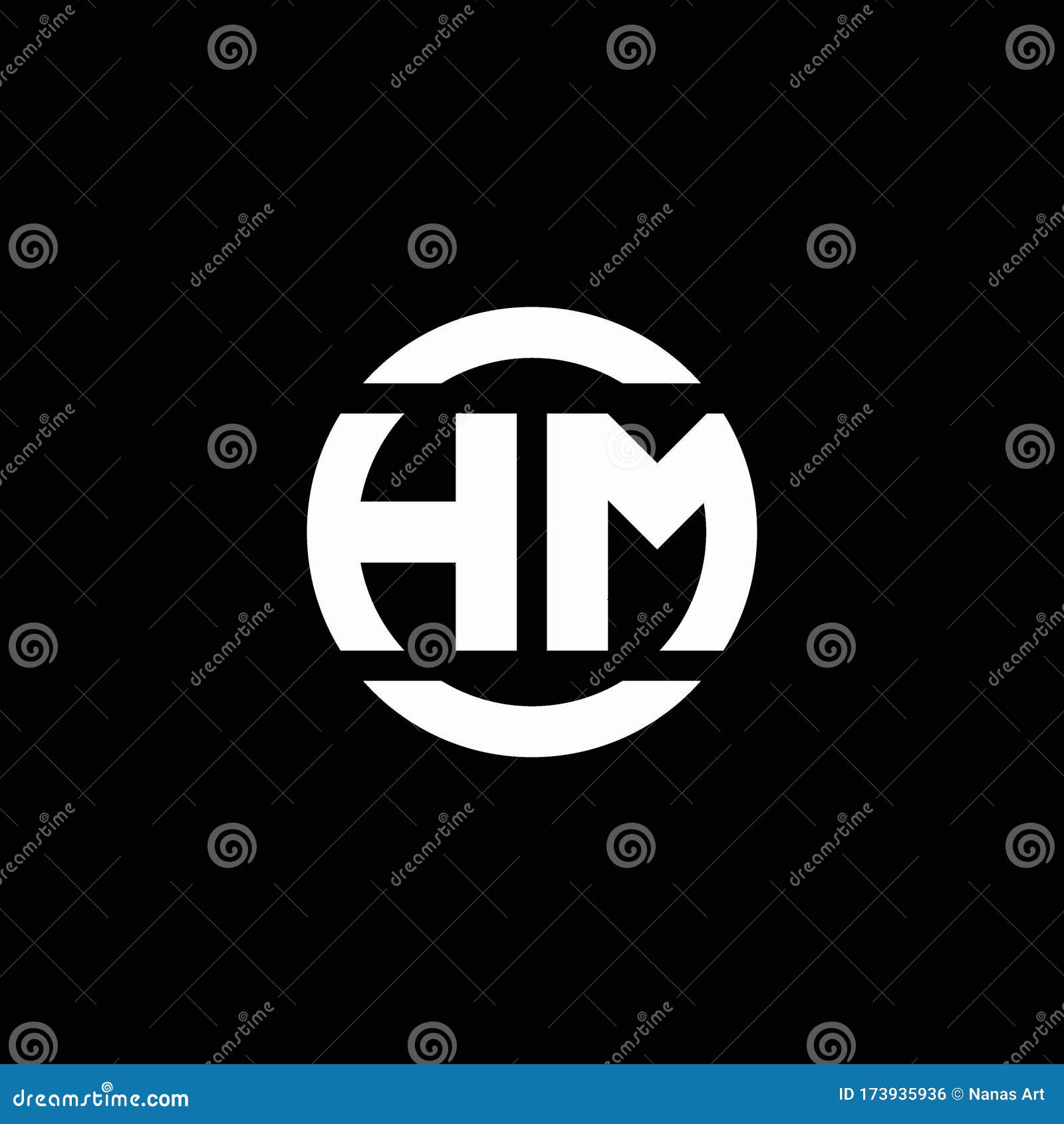 HM Logo Monogram Isolated on Circle Element Design Template Stock ...