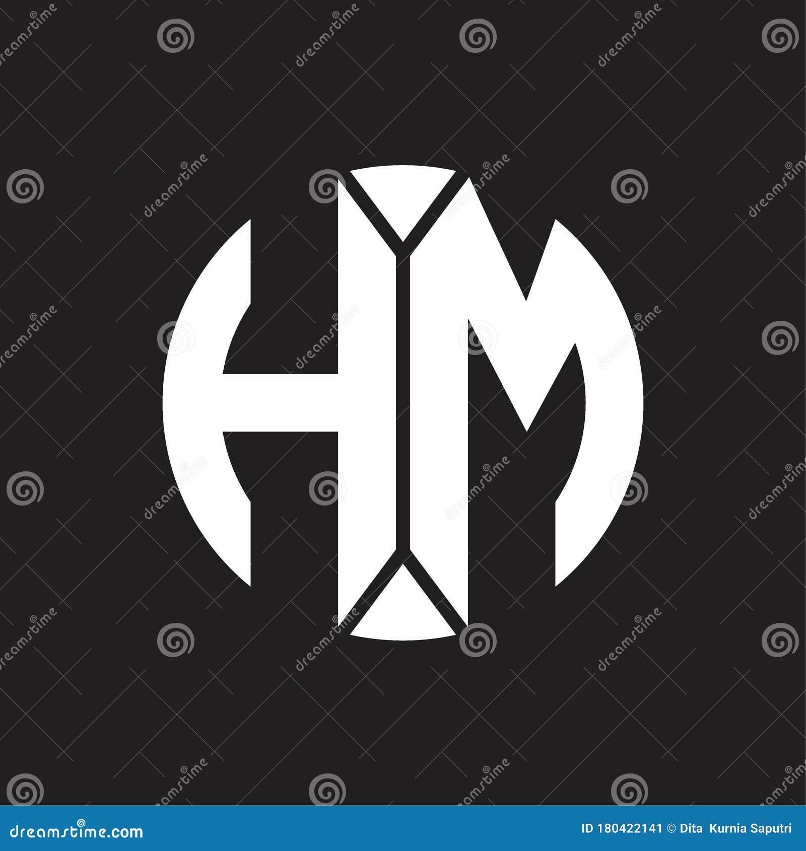 HM Logo Monogram with Piece Circle Ribbon Style Stock Vector ...