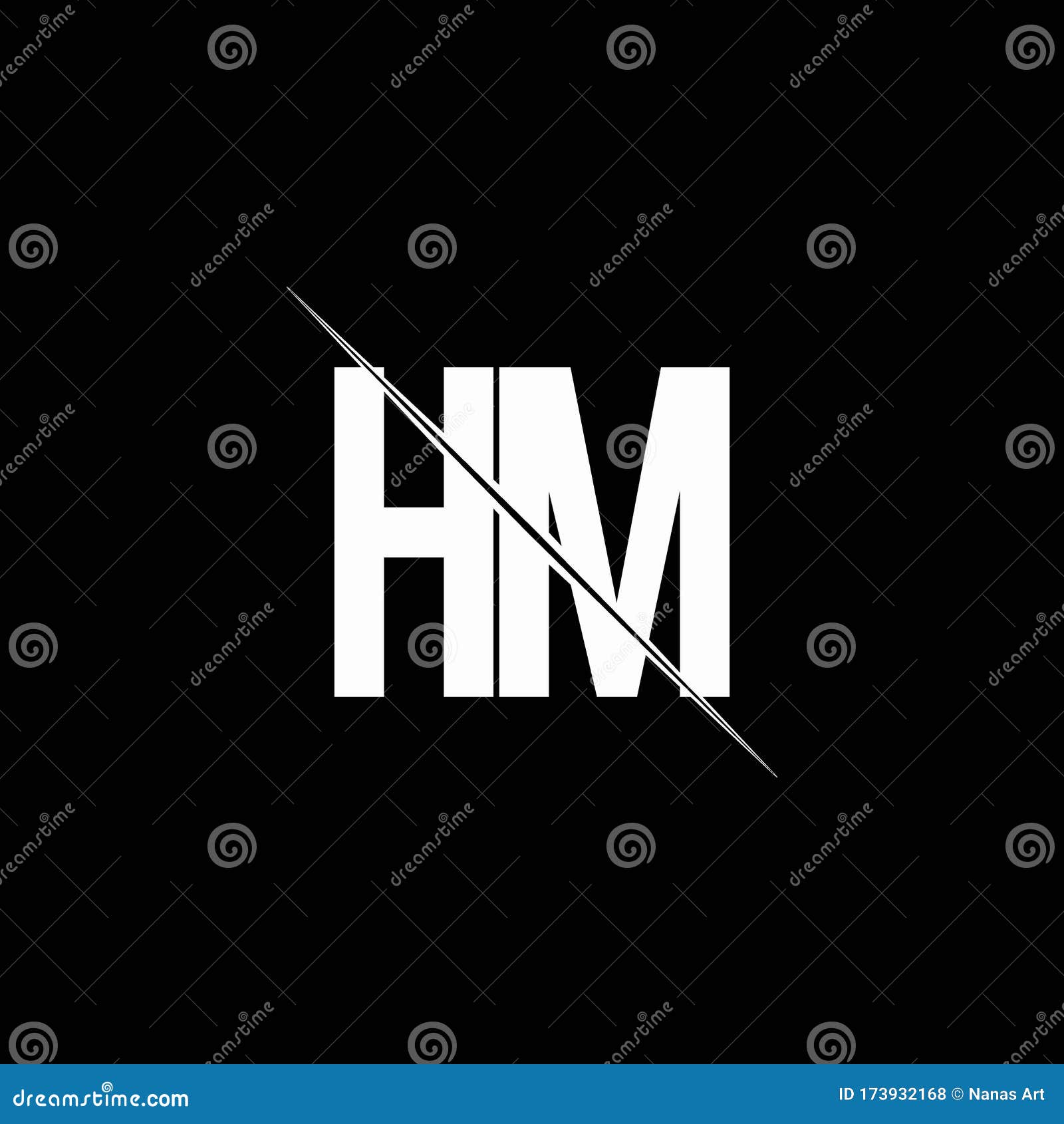 HM Logo Monogram with Slash Style Design Template Stock Vector ...