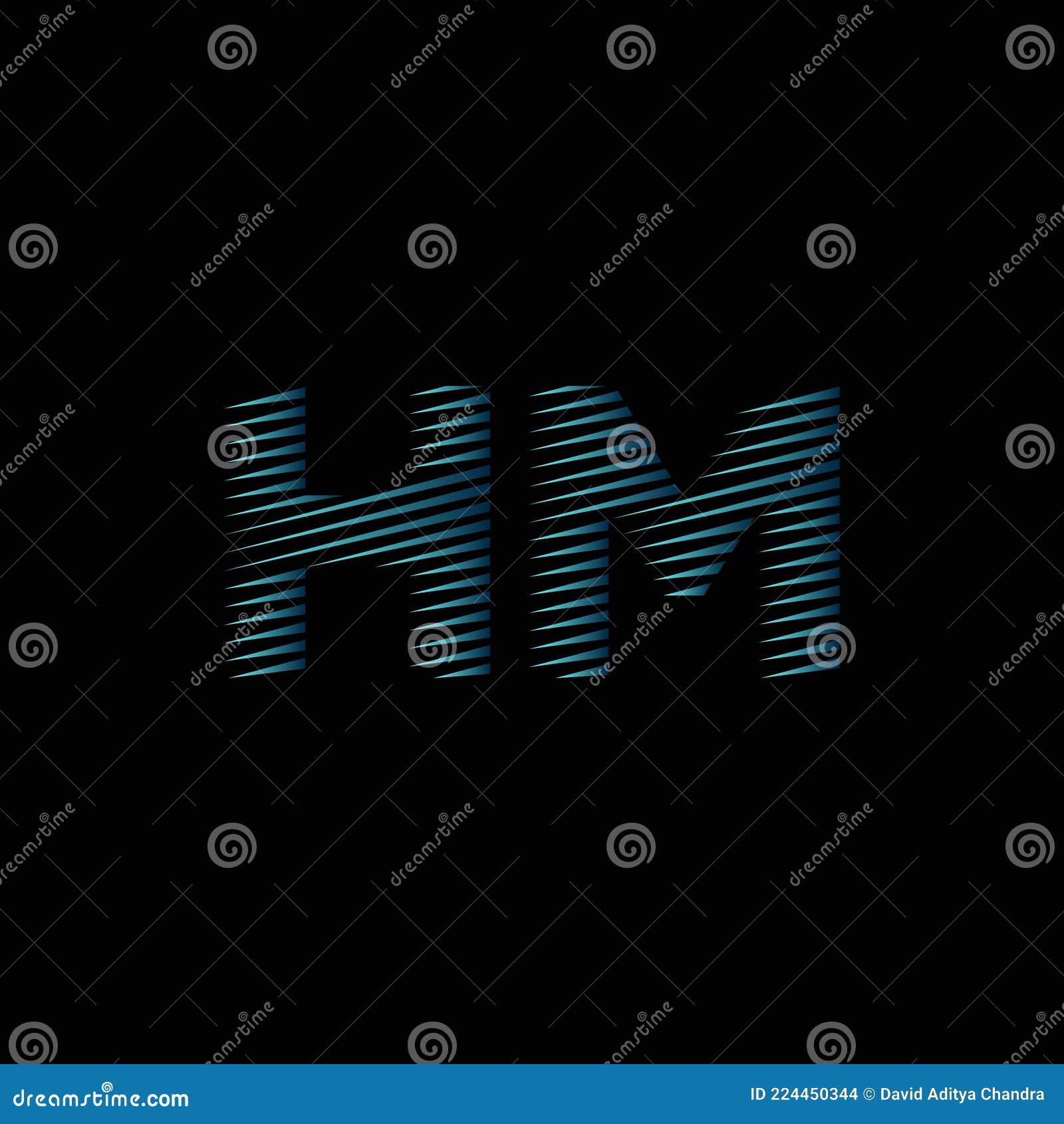 HM Monogram Lines Style Blue Light Vector Stock Vector - Illustration ...