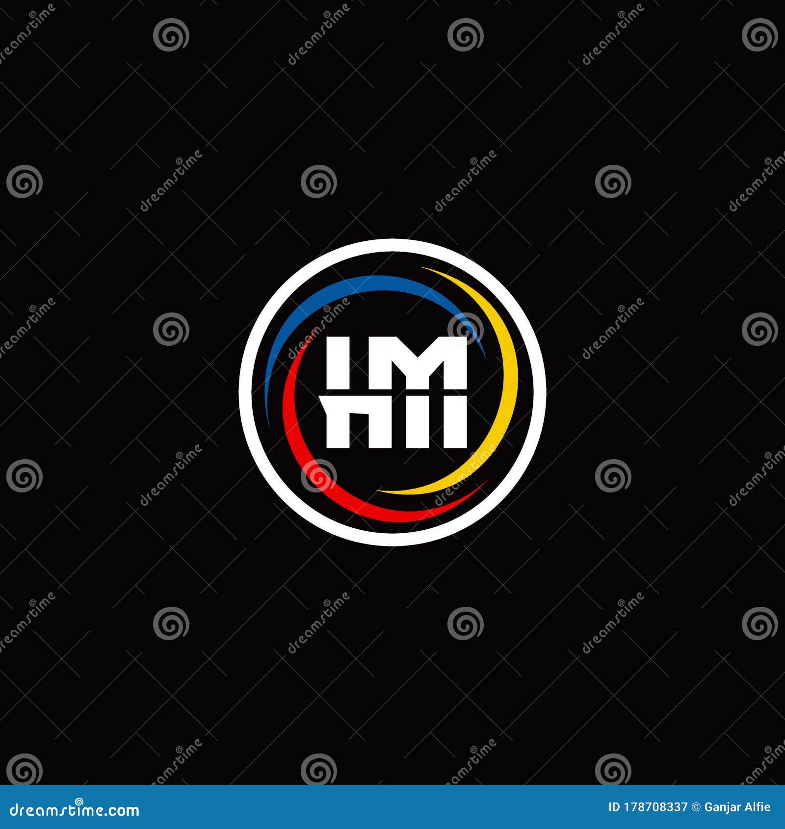 HM Monogram Logo Isolated on Circle Shape with 3 Slash Colors Rounded ...