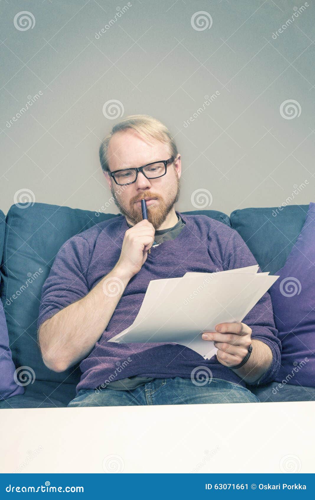Hmmm stock image. Image of caucasian, pondering, sofa - 63071661