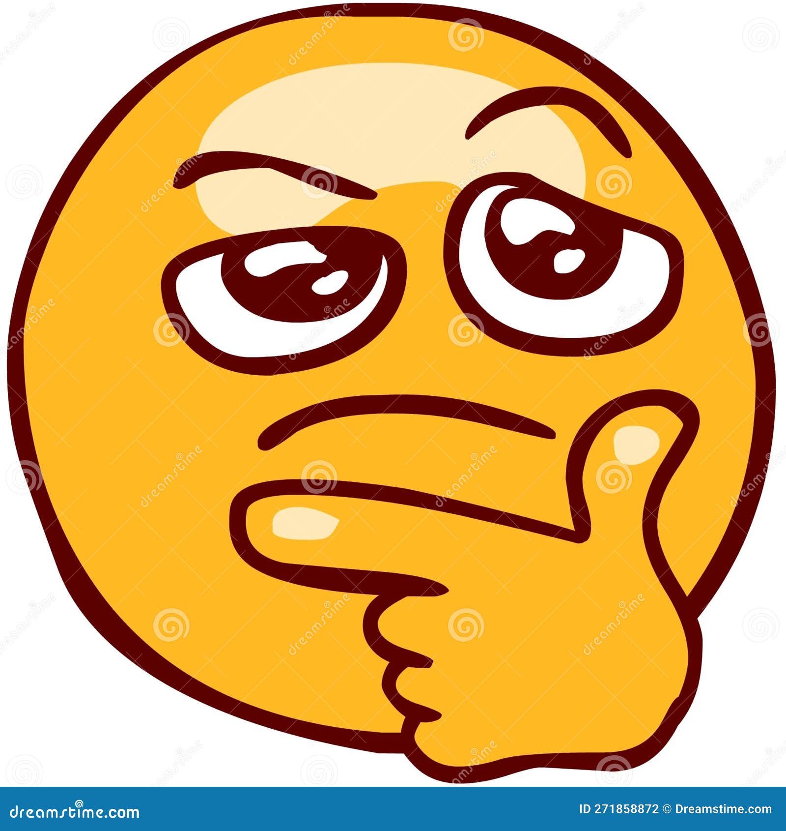 Yellow Thinking Face Emoji Emoticon With Hand On Chin Stock Photo ...