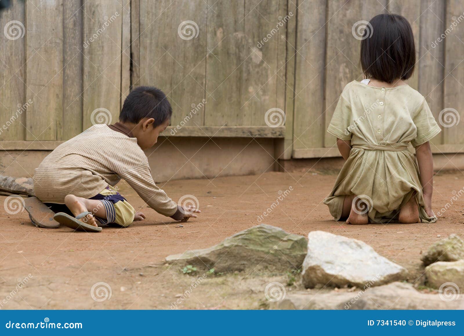 Hmong Children when Playing in Laos Stock Photo - Image of poverty ...